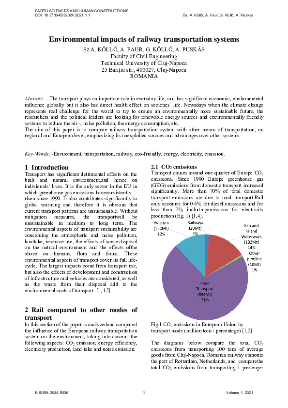 (PDF) Environmental Impacts of Railway Transportation Systems