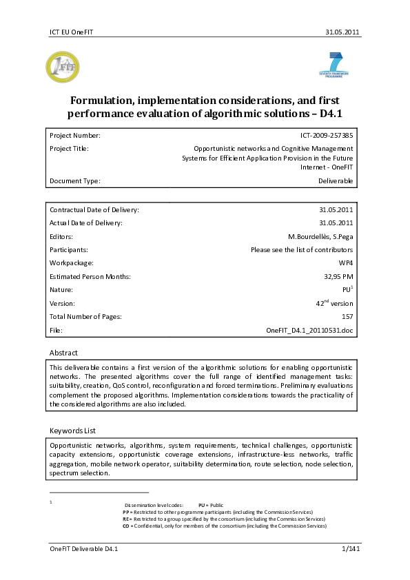 (PDF) Formulation, implementation considerations, and first performance ...