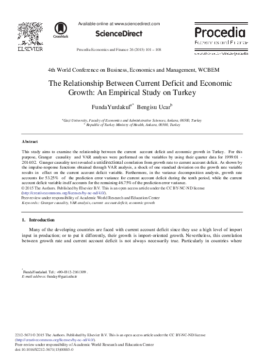 (PDF) The Relationship between Current Deficit and Economic Growth: An ...