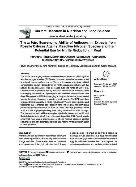 (PDF) The in vitro scavenging ability of anthocyanin extracts from roselle calyces against ...