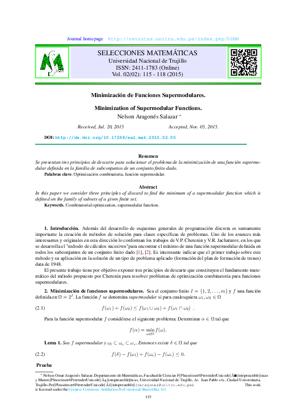 (PDF) Minimization of Supermodular Functions