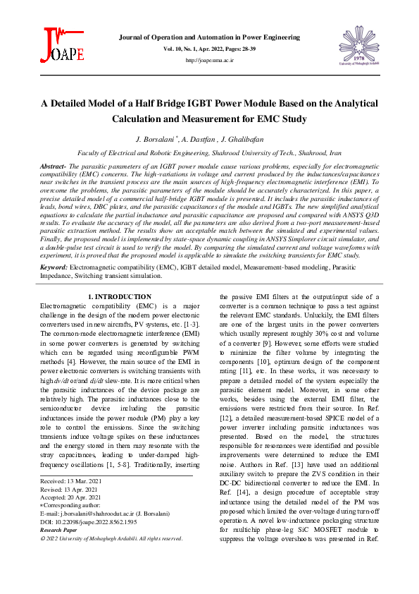 (PDF) A Detailed Model of a half bridge IGBT Power Module Based on the ...