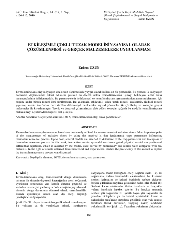 (PDF) Numerical Solutions of Interactive Multi-Trap Model and ...