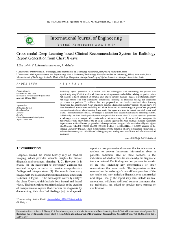(PDF) Cross-modal Deep Learning-based Clinical Recommendation System for Radiology Report ...