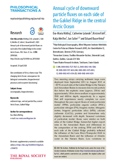 (PDF) Annual cycle of downward particle fluxes on each side of the ...