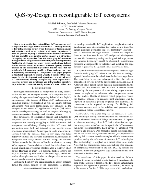 Pdf Qos By Design In Reconfigurable Iot Ecosystems Vincent Naessens