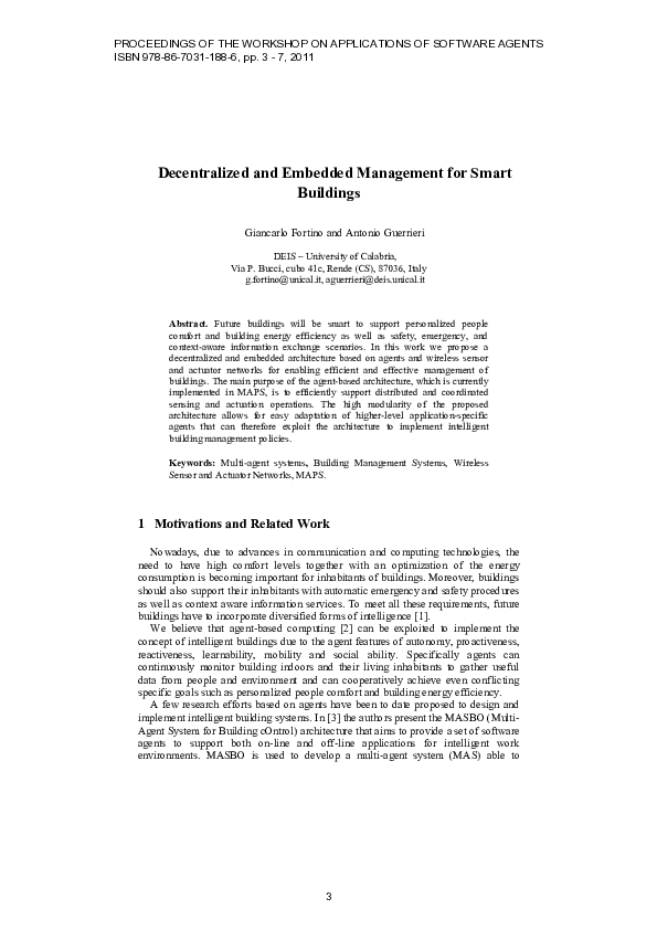 (PDF) Decentralized and Embedded Management for Smart Buildings