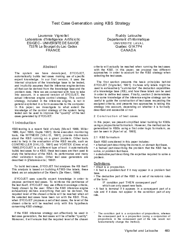 (PDF) Test case generation using KBS strategy