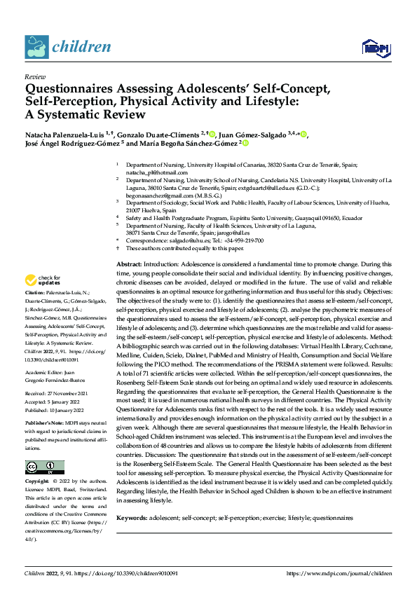 (PDF) Questionnaires Assessing Adolescents’ Self-Concept, Self-Perception, Physical Activity and ...