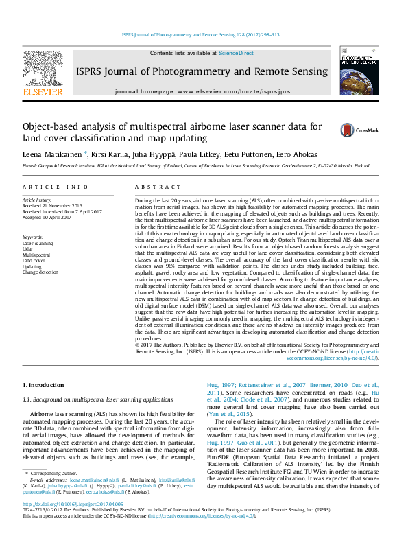 (PDF) Object-based analysis of multispectral airborne laser scanner data for land cover ...