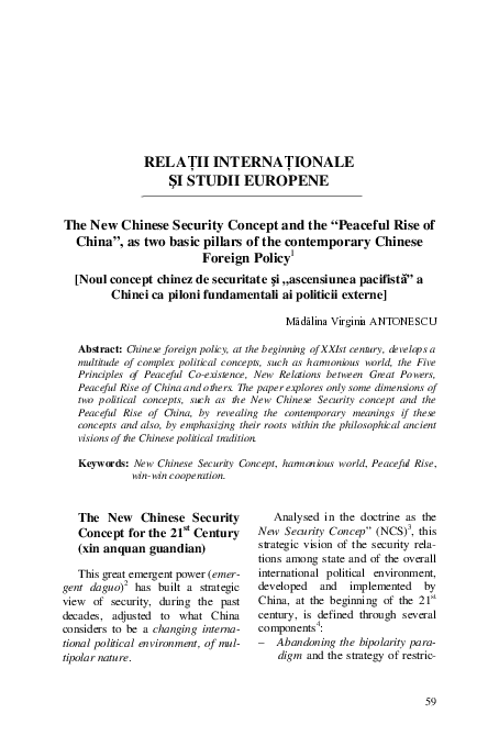 (PDF) The New Chinese Security Concept and the “Peaceful Rise of China ...