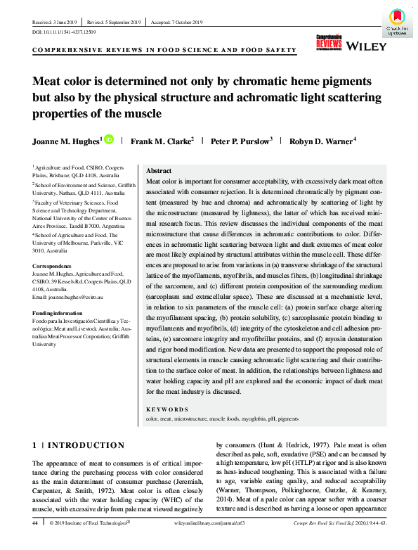 (PDF) Meat color is determined not only by chromatic heme pigments but ...