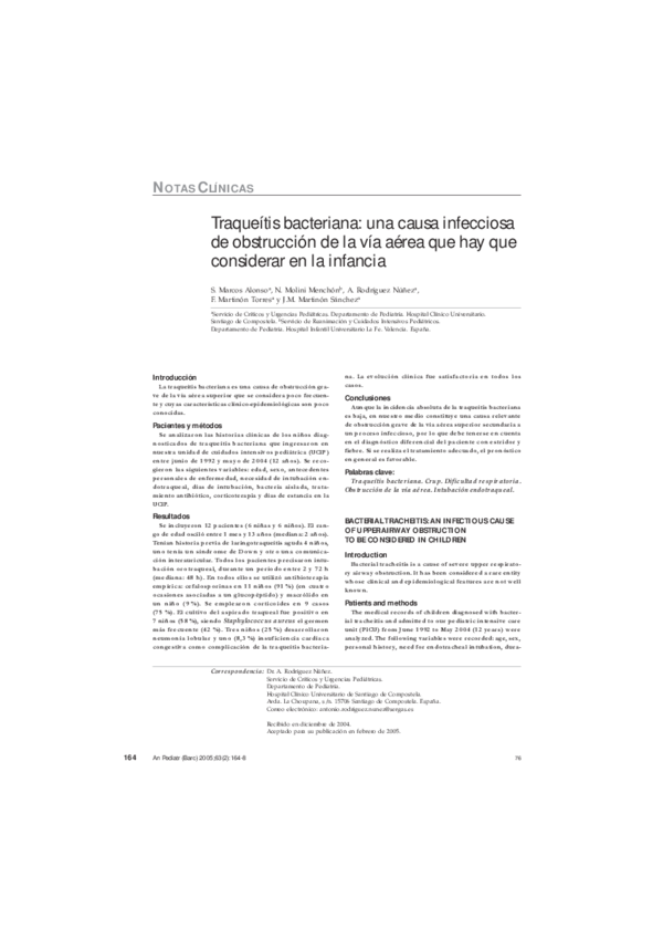 (PDF) Traqueítis bacteriana: una causa infecciosa de obstrucción de la ...