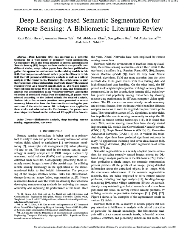 (PDF) Deep Learning-Based Semantic Segmentation for Remote Sensing: A ...