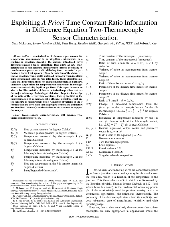 (PDF) Exploiting A Priori Time Constant Ratio Information in Difference ...