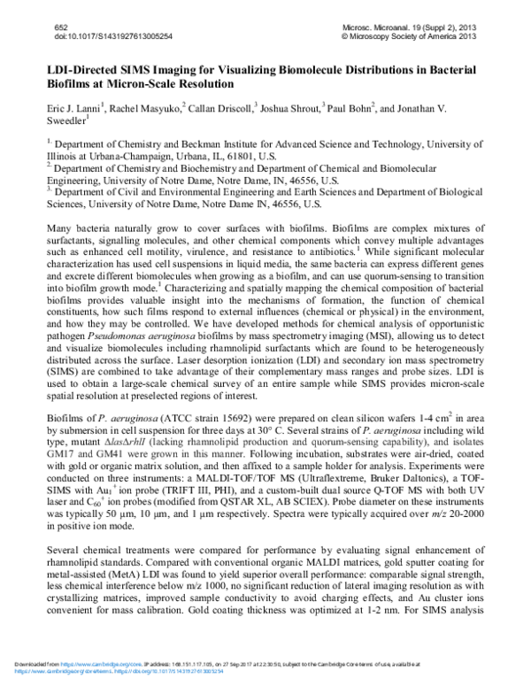 Pdf Ldi Directed Sims Imaging For Visualizing Biomolecule