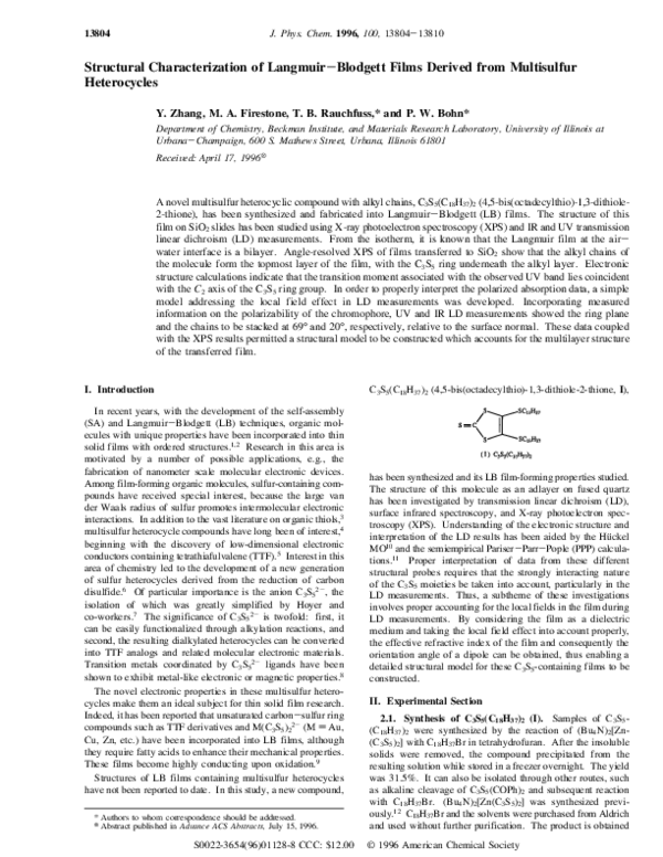 (PDF) Structural Characterization of Langmuir−Blodgett Films Derived ...