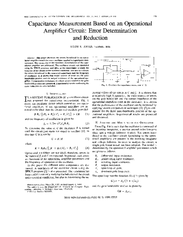 (PDF) Capacitance measurement based on an operational amplifier circuit ...