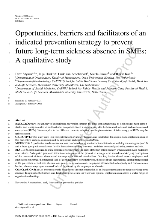 (PDF) Opportunities, barriers and facilitators of an indicated ...