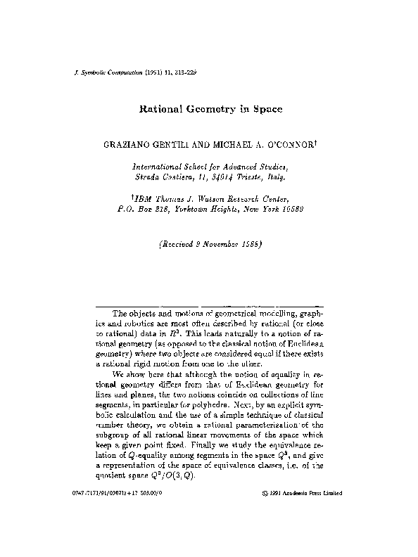 (PDF) Rational Geometry in Space