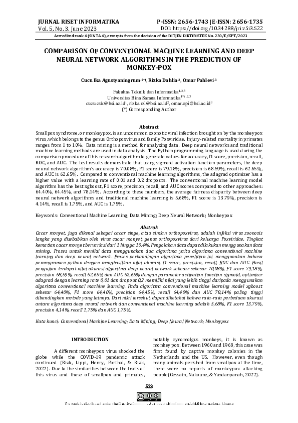 Pdf Comparison Of Conventional Machine Learning And Deep Neural Network Algorithms In The