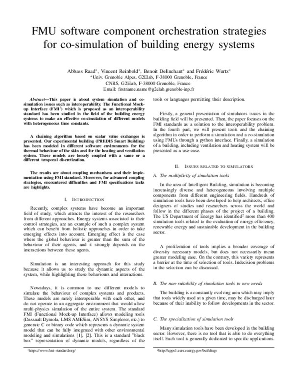 (PDF) FMU software component orchestration strategies for co-simulation of building energy systems