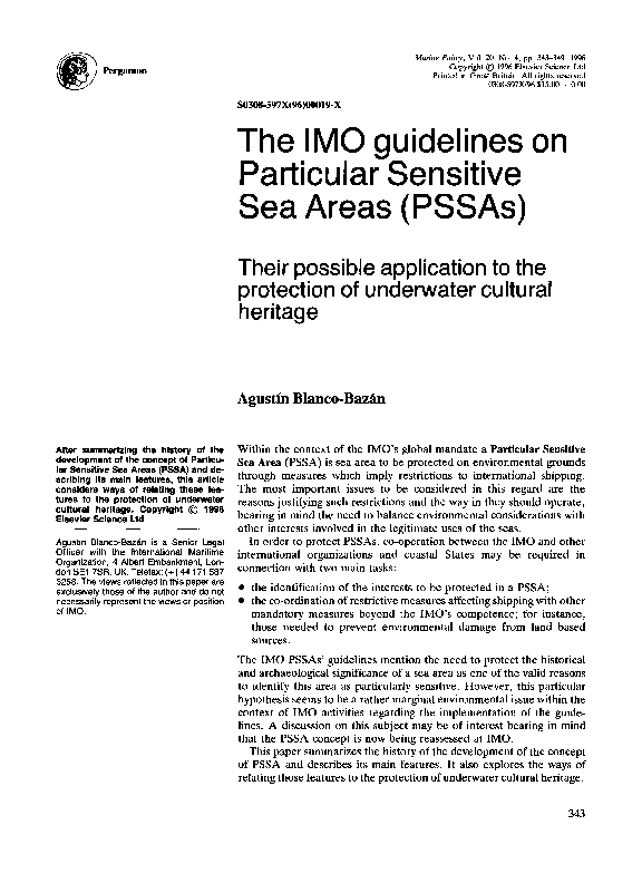 (PDF) The IMO guidelines on particular sensitive sea areas (PSSAs ...