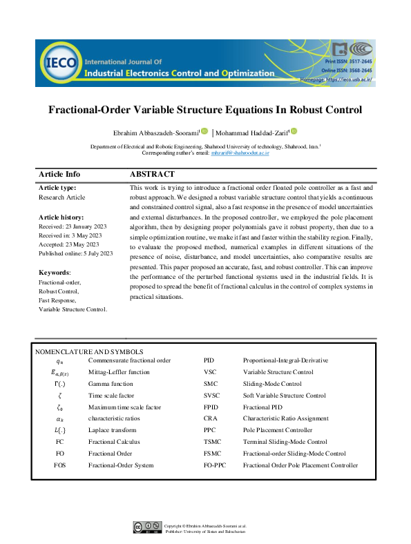 Pdf Robust Fractional Order Control Strategies