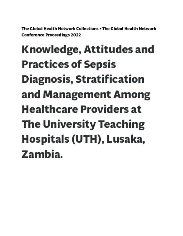 (PDF) Knowledge, Attitudes and Practices of Sepsis Diagnosis, Stratification and Management ...
