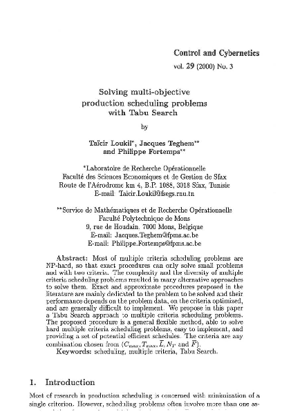 (PDF) Solving multi-objective production scheduling problems with Tabu ... (PDF) Solving multi-objective production scheduling problems with Tabu ...