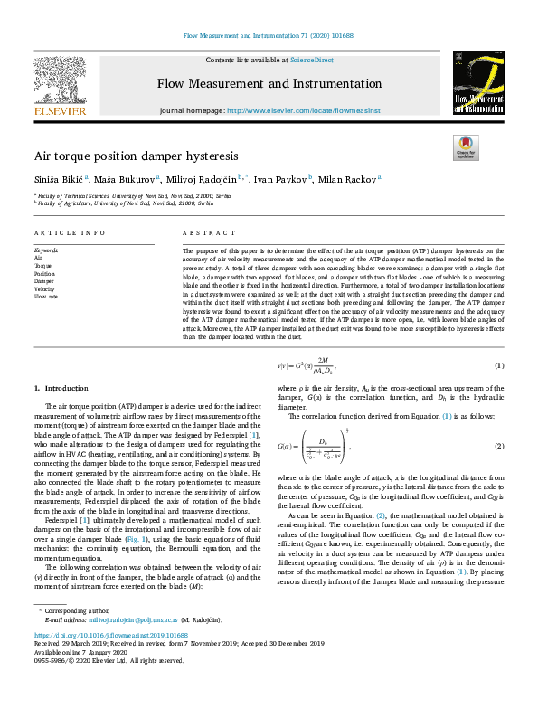 (PDF) Air torque position damper hysteresis