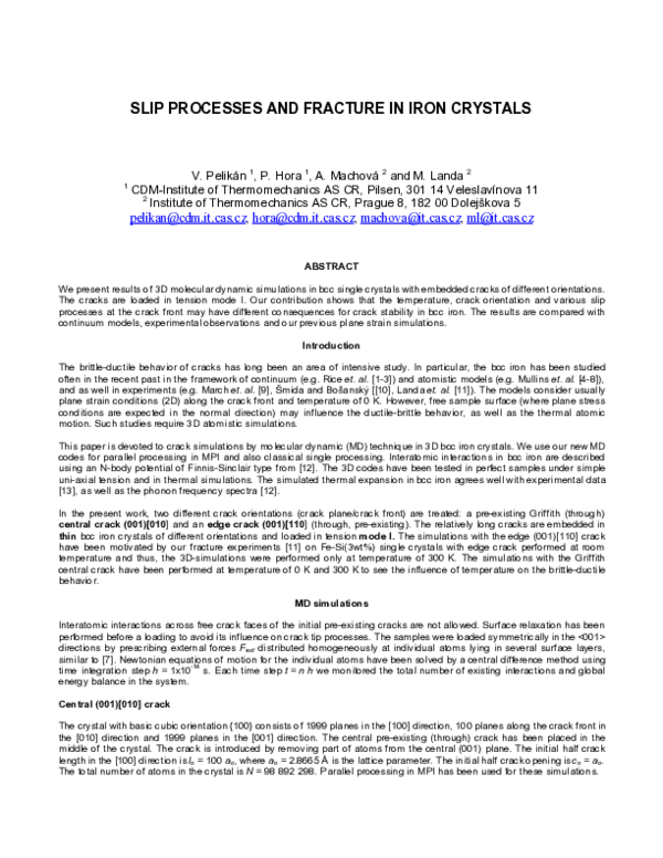 (PDF) Slip Processes and Fracture in Iron Crystals