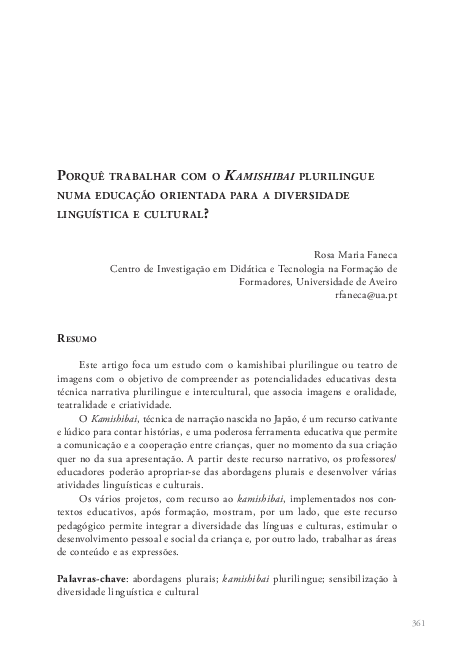 (PDF) Porquê trabalhar com o Kamishibai plurilingue numa educação ...