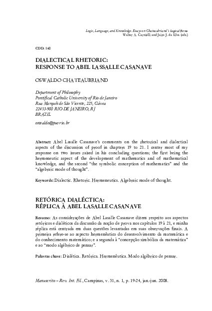 (PDF) Dialectical Rhetoric: Response to Abel Lassalle Casanave