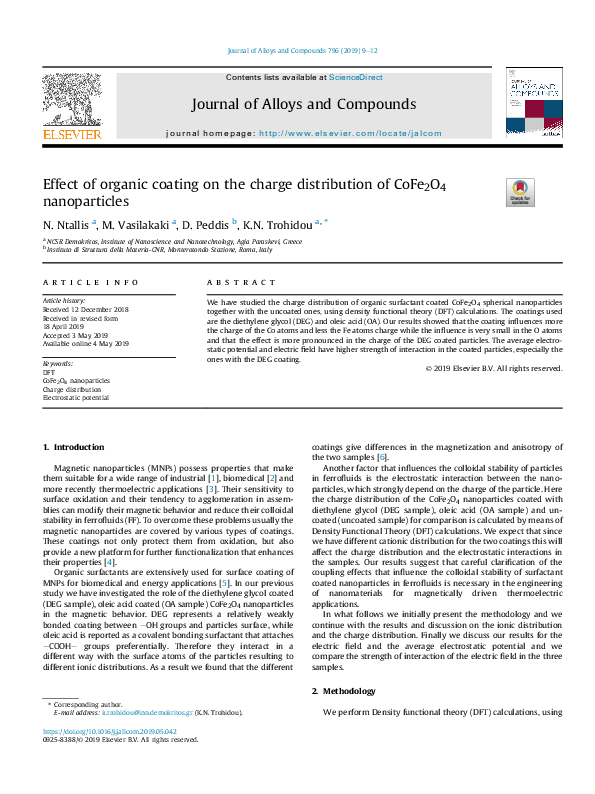 (PDF) Effect of organic coating on the charge distribution of CoFe2O4 ...