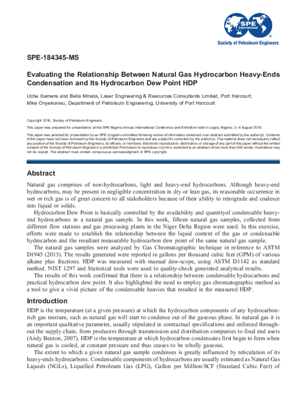 (PDF) Evaluating the Relationship Between Natural Gas Hydrocarbon Heavy ...