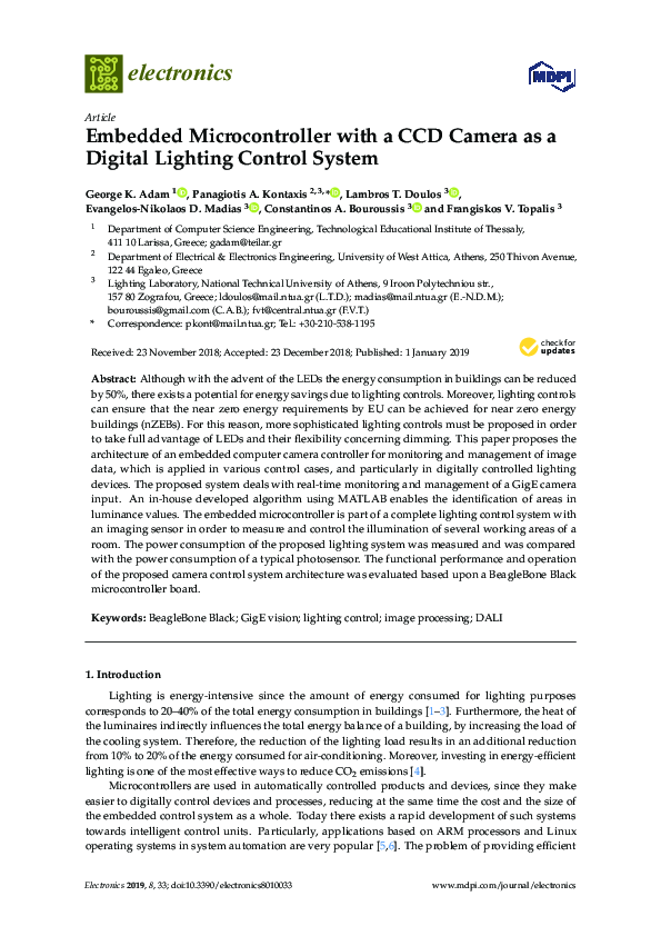 (PDF) Embedded Microcontroller with a CCD Camera as a Digital Lighting Control System | L Doulos ...