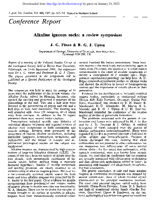 (PDF) Alkaline igneous rocks: a review symposium