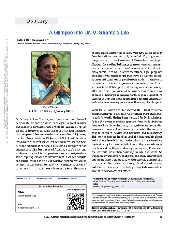 (PDF) A glimpse into dr v shanta s life.