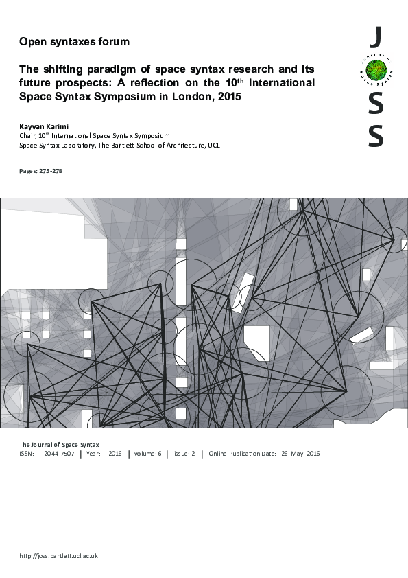 (PDF) The shifting paradigm of space syntax research and its future prospects: A reflection on ...