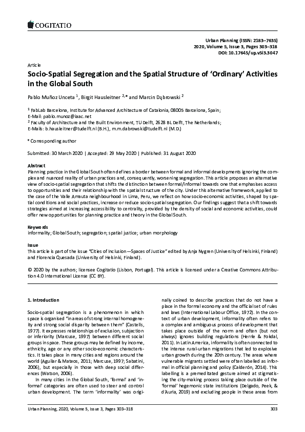 (PDF) Socio-Spatial Segregation and the Spatial Structure of ‘Ordinary ...