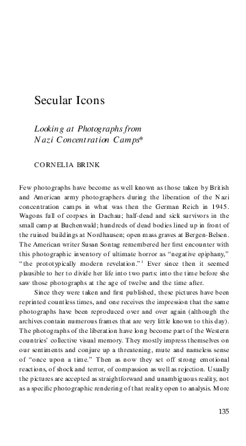 (PDF) Secular Icons: Looking at Photographs from Nazi Concentration Camps