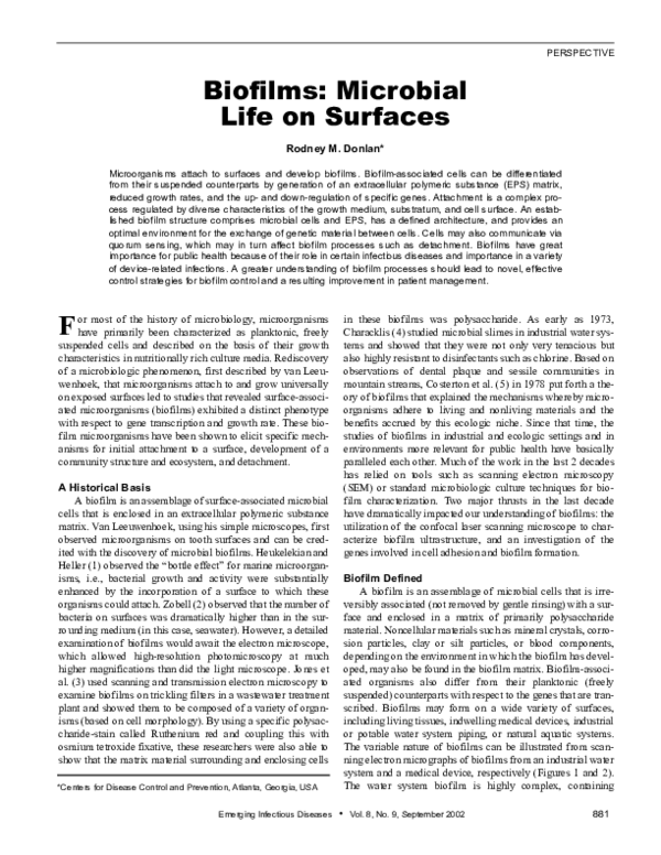 (PDF) Biofilms: Microbial Life on Surfaces