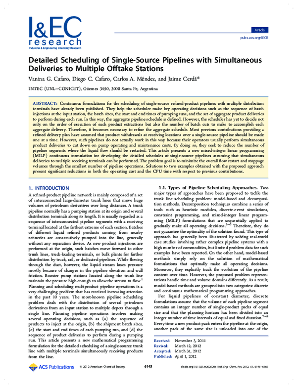 (PDF) Detailed Scheduling of Single-Source Pipelines with Simultaneous Deliveries to Multiple ...