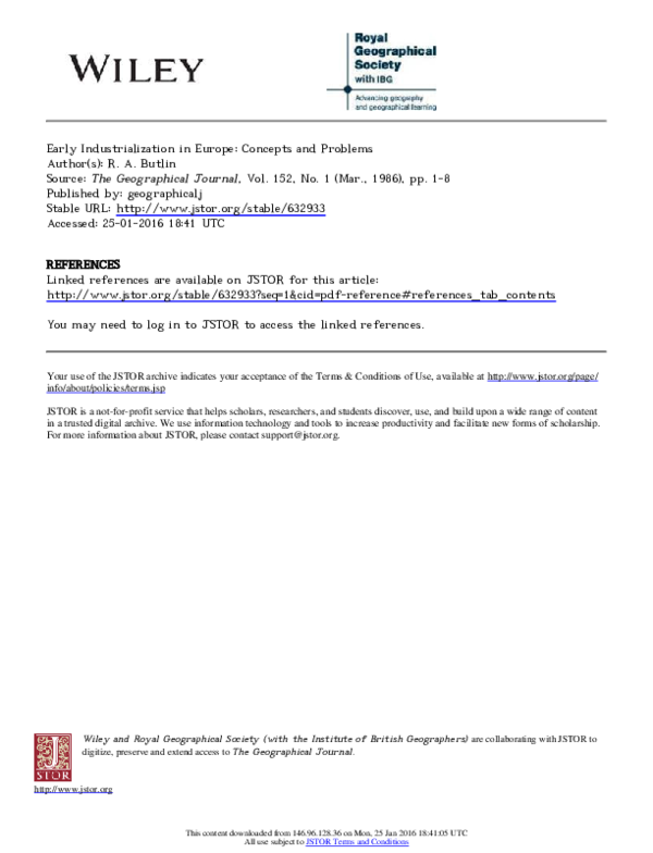 (PDF) Early Industrialization in Europe: Concepts and Problems