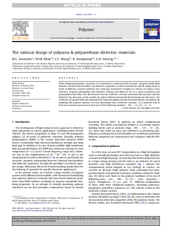 (PDF) The rational design of polyurea & polyurethane dielectric materials