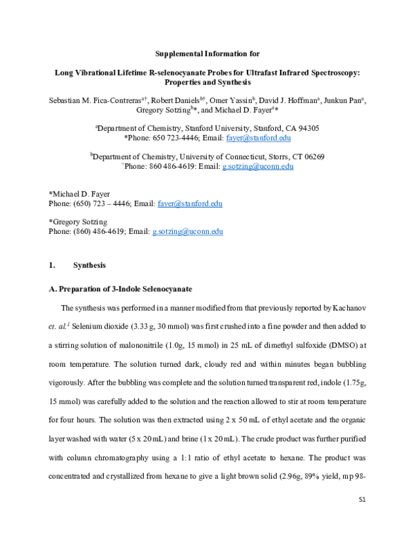 (PDF) Long Vibrational Lifetime R-Selenocyanate Probes for Ultrafast ...