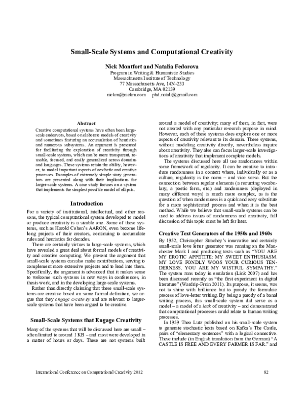 (PDF) Small-Scale Creative Systems