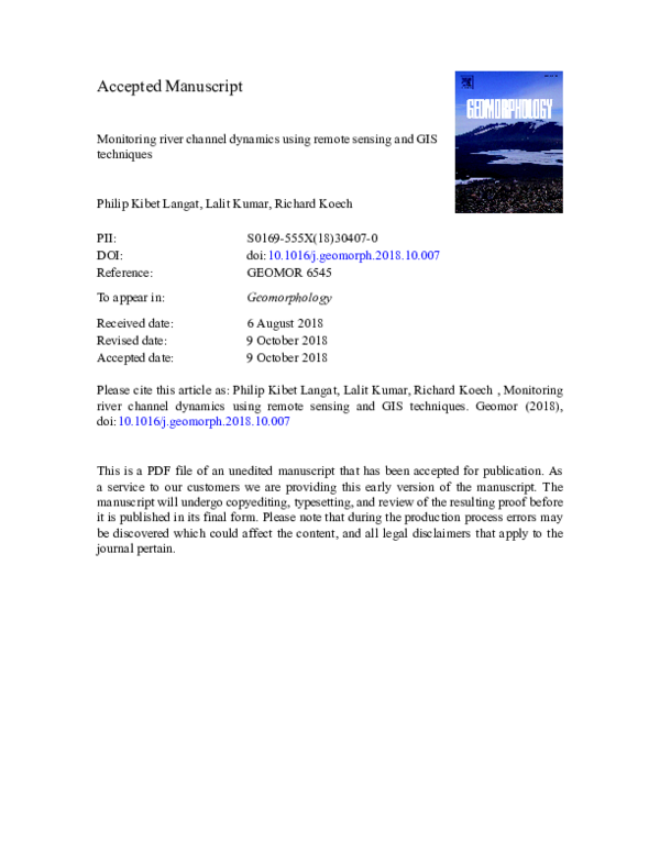(PDF) Monitoring river channel dynamics using remote sensing and GIS ...
