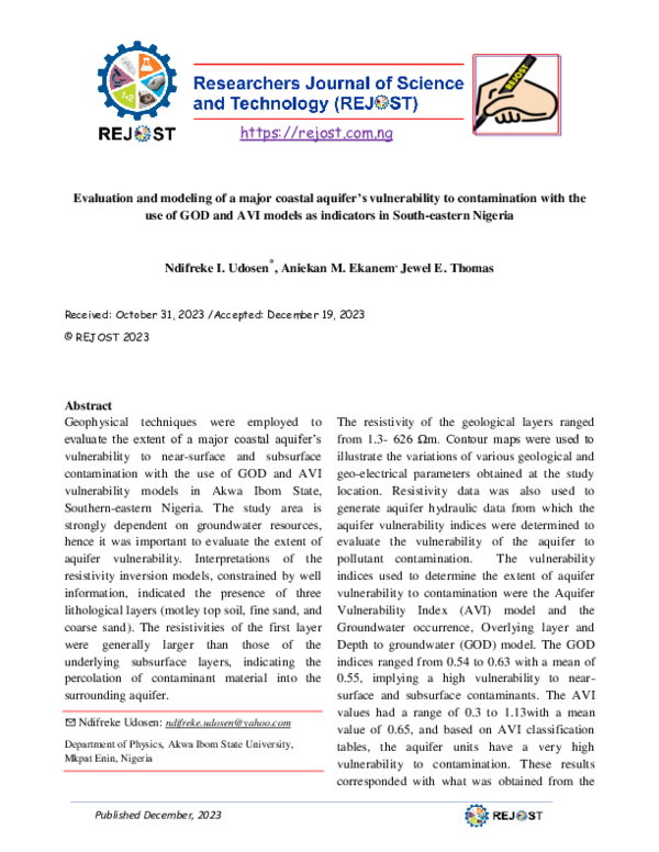 (PDF) Evaluation and modeling of a major coastal aquifer's ...